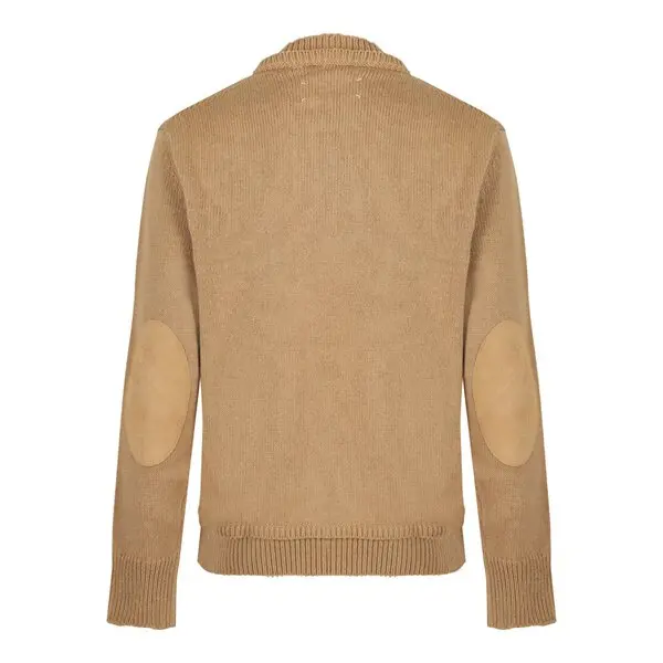 MAISON MARGIELA Ribbed Crew Neck Sweater With Elbow Patches - Nude