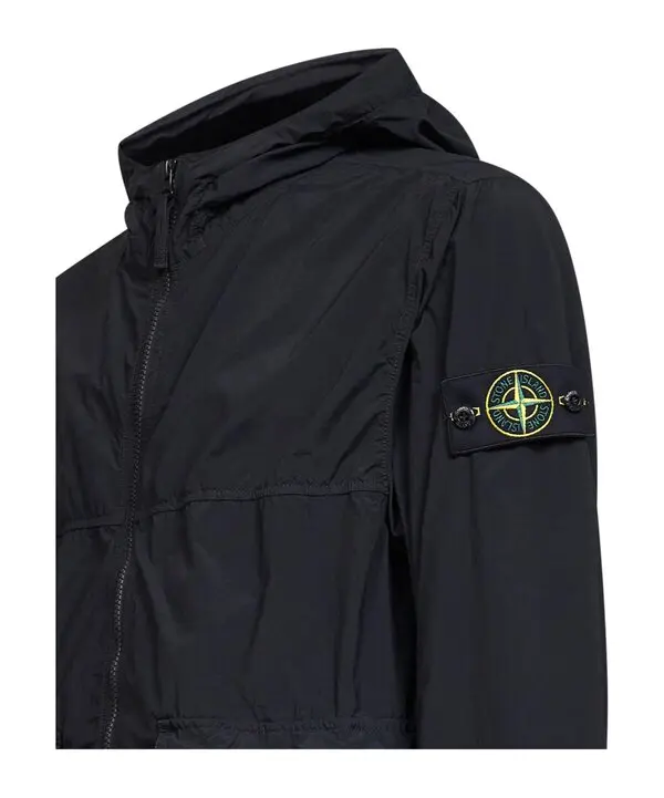 Stone Island Logo Patch Zip-up Jacket - Black