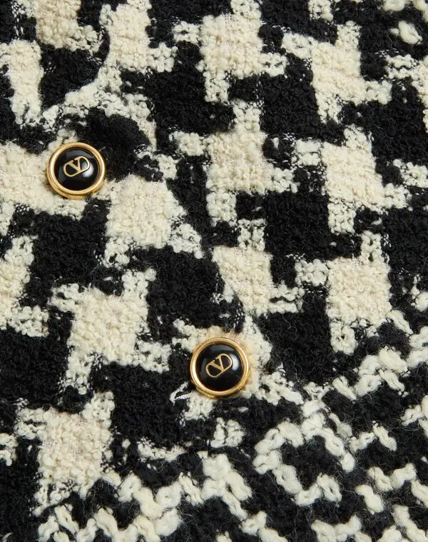 Valentino Garavani Houndstooth Pattern Cape - Black