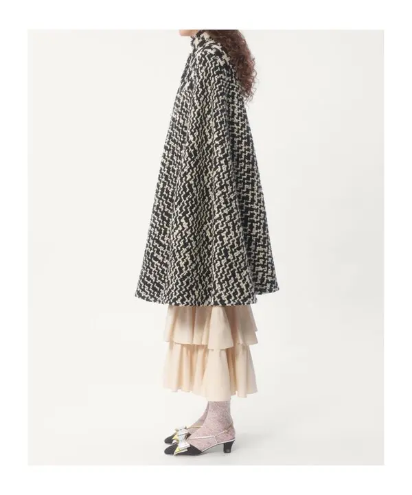 Valentino Garavani Houndstooth Pattern Cape - Black
