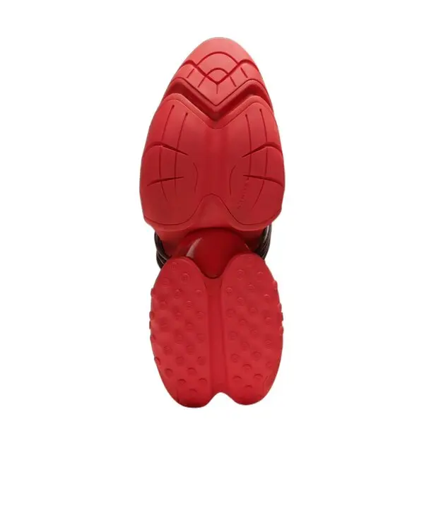 Balmain Unicorn Trainers In Neoprene And Monogram Leather - Red