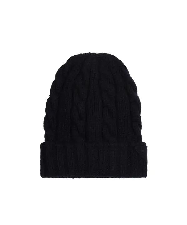 Prada Knitted Beanie With Turn-up Brim - Black