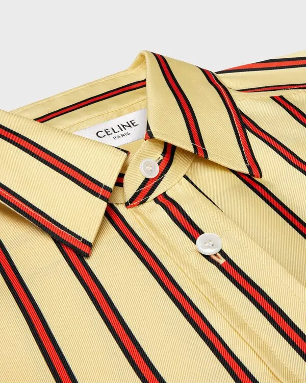 Celine Oversized Striped Silk Twill Shirt