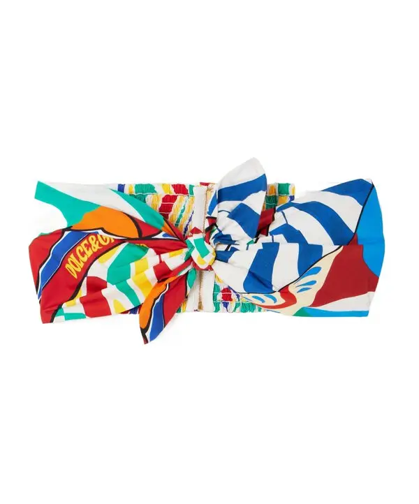 Dolce & Gabbana Printed Cropped Bandeau Top With Bow Detail - Multicolor