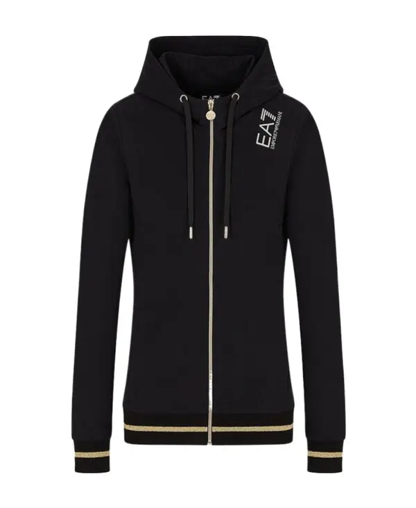 EA7 Full Zip Hoodie With Ribbed Trim