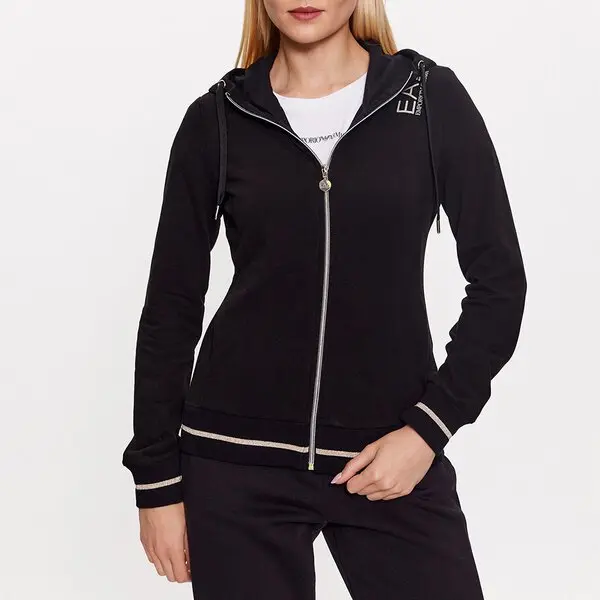 EA7 Full Zip Hoodie With Ribbed Trim