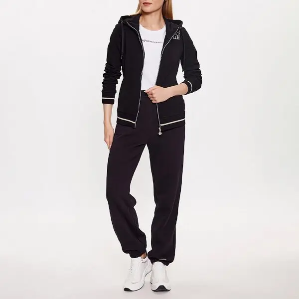 EA7 Full Zip Hoodie With Ribbed Trim