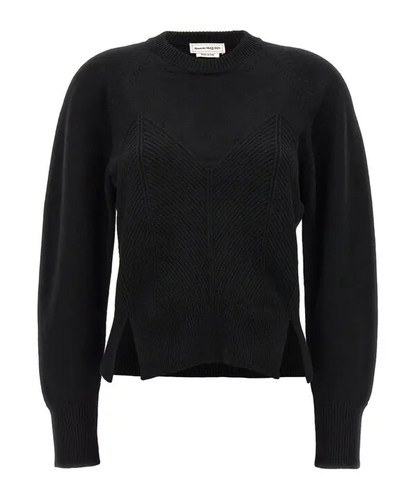 Alexander McQueen Chevron Corset Crewneck Jumper - Black