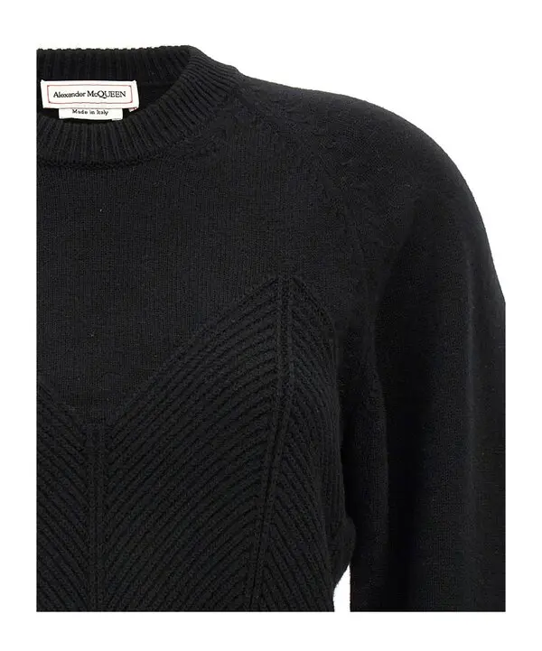 Alexander McQueen Chevron Corset Crewneck Jumper - Black