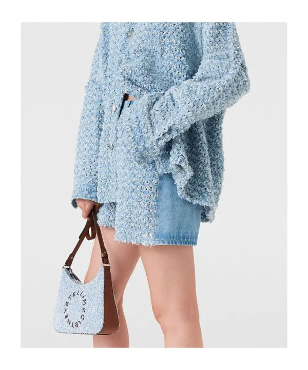 Stella McCartney Mid-rise Denim Bouclé Shorts - Light Blue