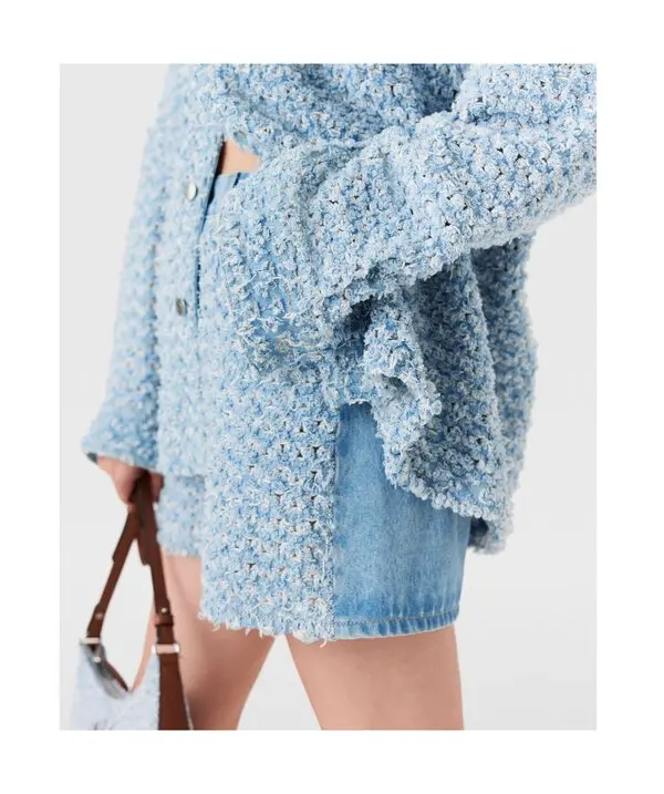 Stella McCartney Mid-rise Denim Bouclé Shorts - Light Blue