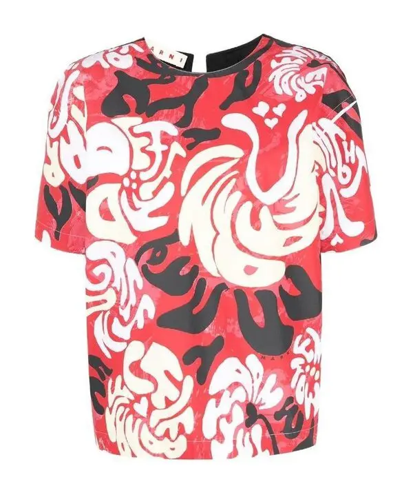 Marni Graphic Print Crewneck Blouse