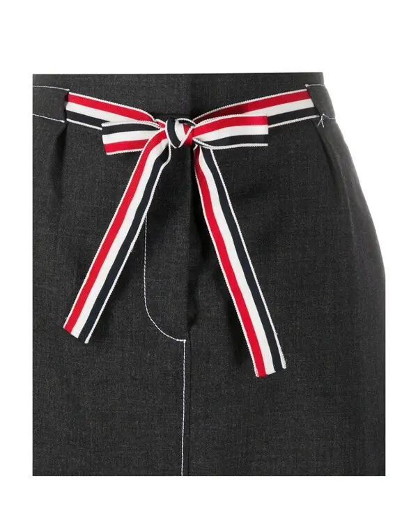 Thom Browne 2-ply Fresco Tie Waist Mini Skirt