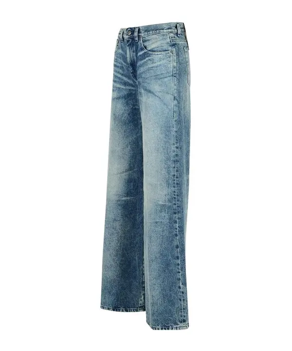 DIESEL® Logo Patch Wide-leg Jeans - Lightblue