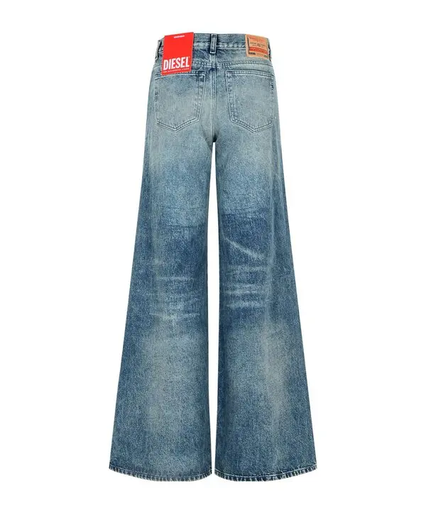DIESEL® Logo Patch Wide-leg Jeans - Lightblue