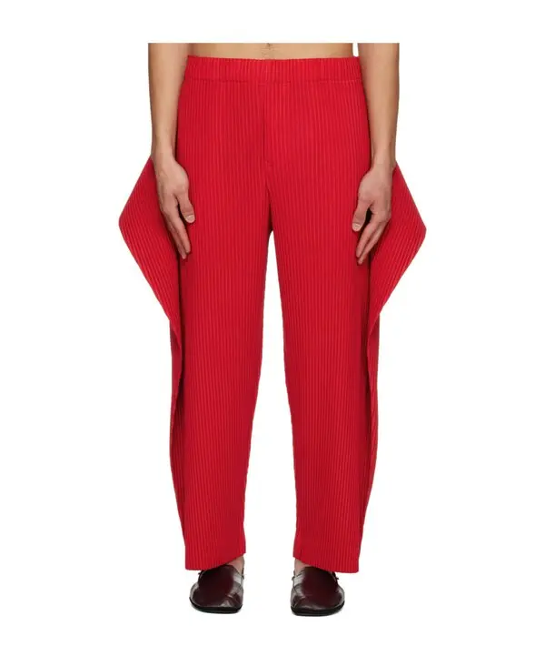 Issey Miyake Red Cover And Fold Casual Pants - Tomato Red