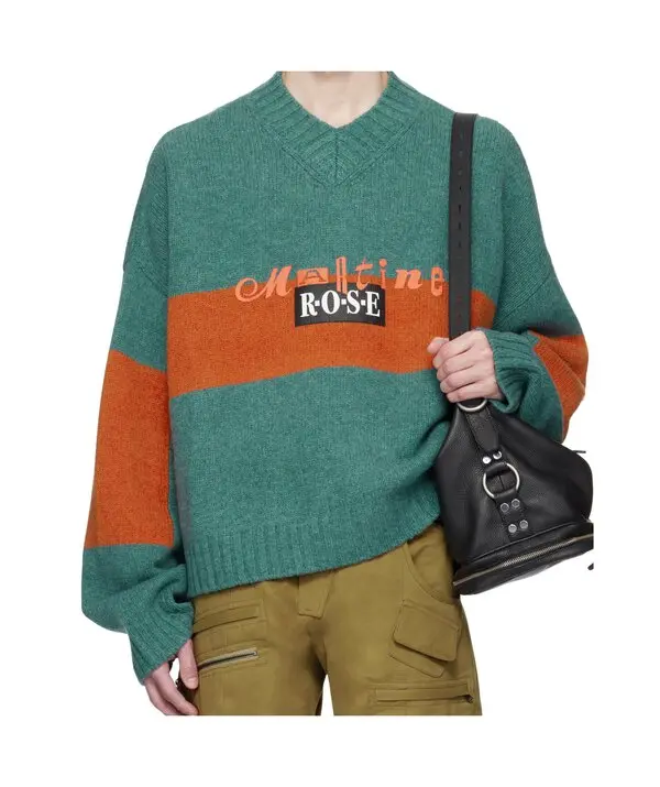 Martine Rose Oversized Colorblocked V-neck Sweater
