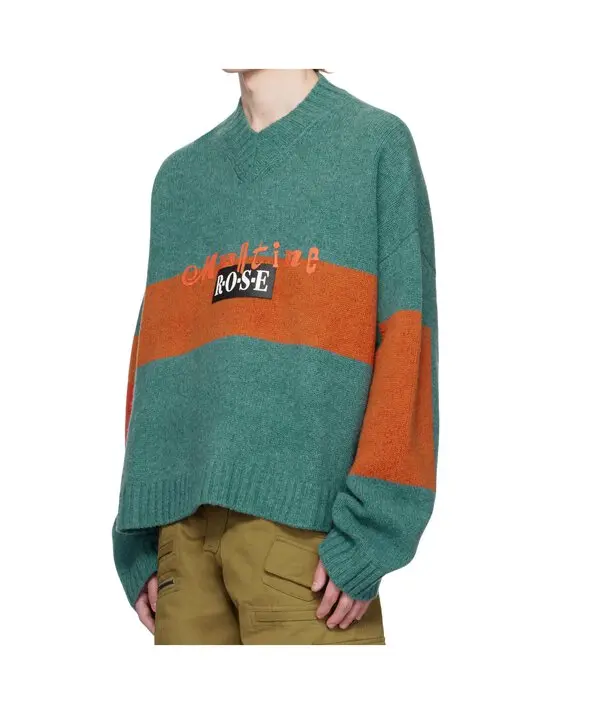Martine Rose Oversized Colorblocked V-neck Sweater