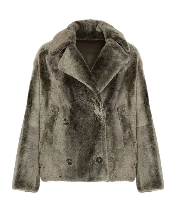 YVES SALOMON Double-breasted Faux Fur Jacket - No