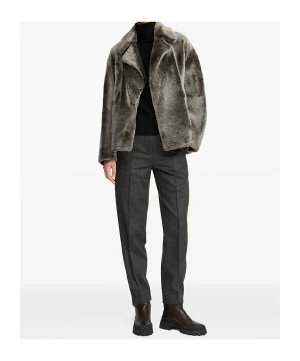 YVES SALOMON Double-breasted Faux Fur Jacket - No