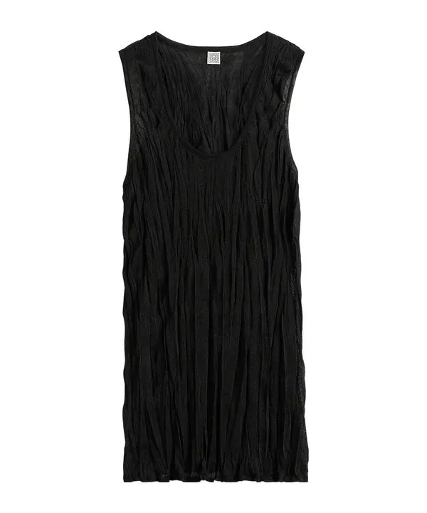 TOTEME Crinkled Knit Tank Top - Black