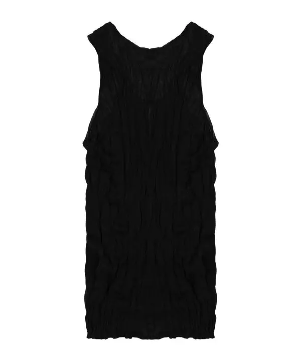 TOTEME Crinkled Knit Tank Top - Black