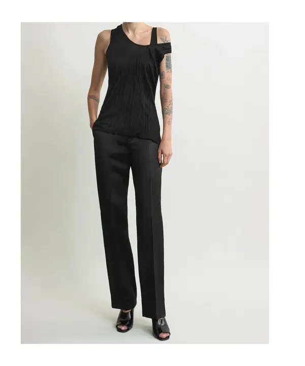 TOTEME Crinkled Knit Tank Top - Black