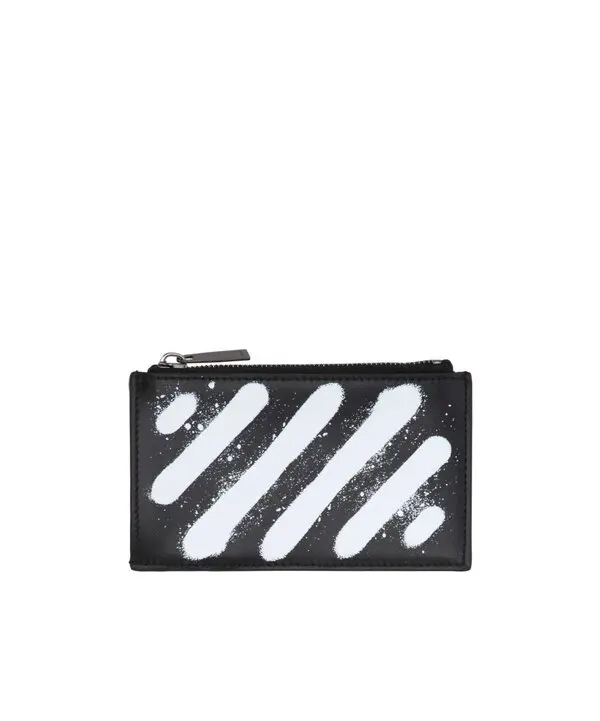 Off-White Logo Printed Zip-up Wallet - Black