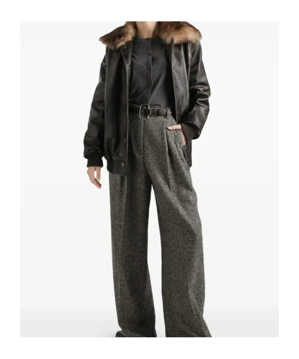 Dolce & Gabbana Leather Bomber Jacket With Fur Collar