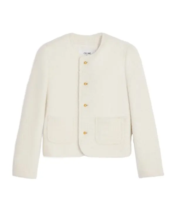 Celine Icone Jacket In Cashmere And Wool - White