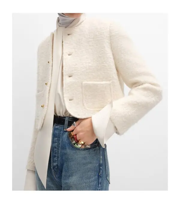 Celine Icone Jacket In Cashmere And Wool - White