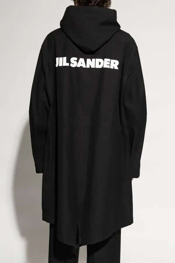 JIL SANDER Logo Hooded Parka - Black