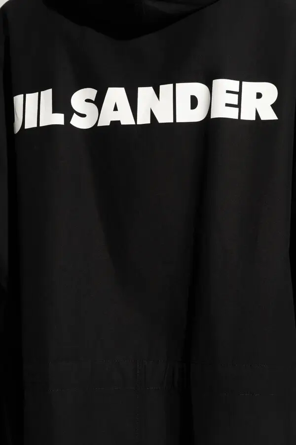 JIL SANDER Logo Hooded Parka - Black