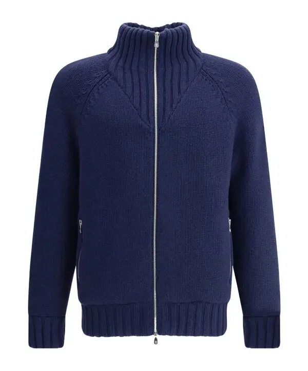 Brunello Cucinelli High Neck Zip-up Jacket - Blue