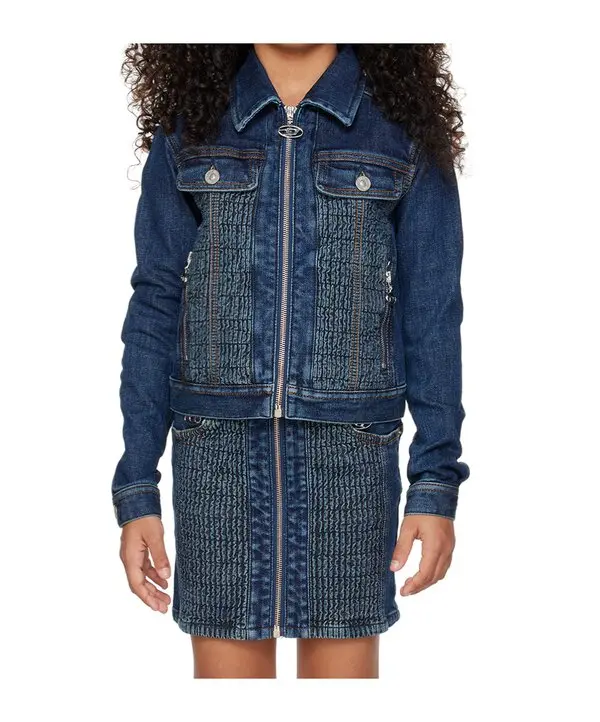 DIESEL® Long-sleeved Zip-up Denim Jacket With Pleated Details