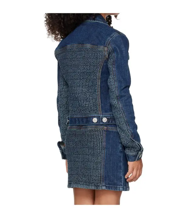 DIESEL® Long-sleeved Zip-up Denim Jacket With Pleated Details