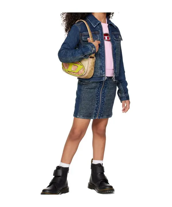 DIESEL® Long-sleeved Zip-up Denim Jacket With Pleated Details