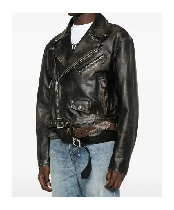Dsquared2 Zip-up Belted Biker Jacket