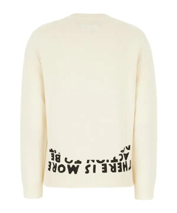 MAISON MARGIELA Lettering-print V-neck Wool Sweater