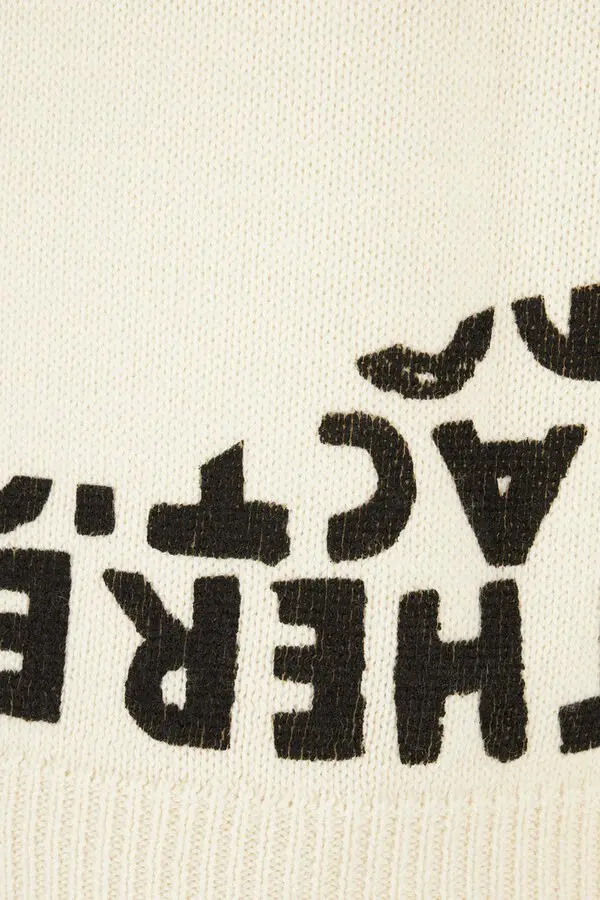 MAISON MARGIELA Lettering-print V-neck Wool Sweater