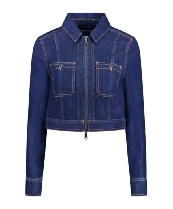 Veronica Beard Fitted Long Sleeve Denim Jacket - Blue