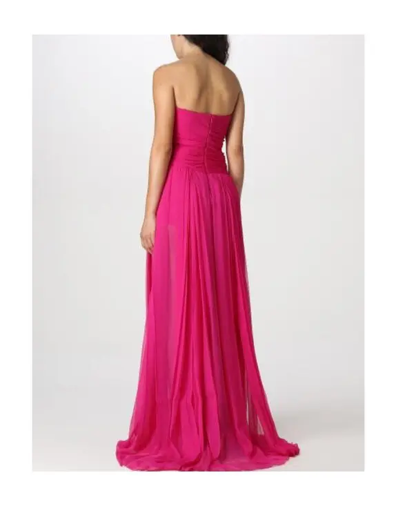 Ermanno Scervino Strapless Knotted Gown With Floral Applique And Cape Effect