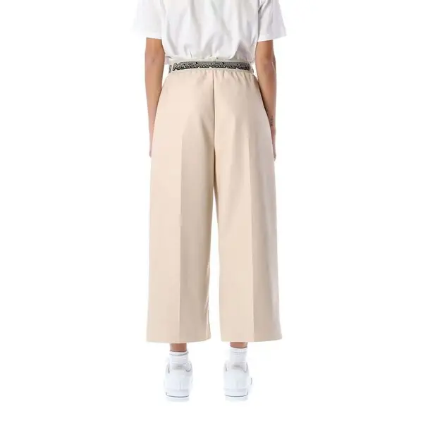 Stella McCartney Cropped Trousers With Logo Waistband - White