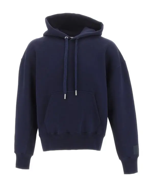 AMI Paris Long-sleeved Drawstring Hoodie - Blue