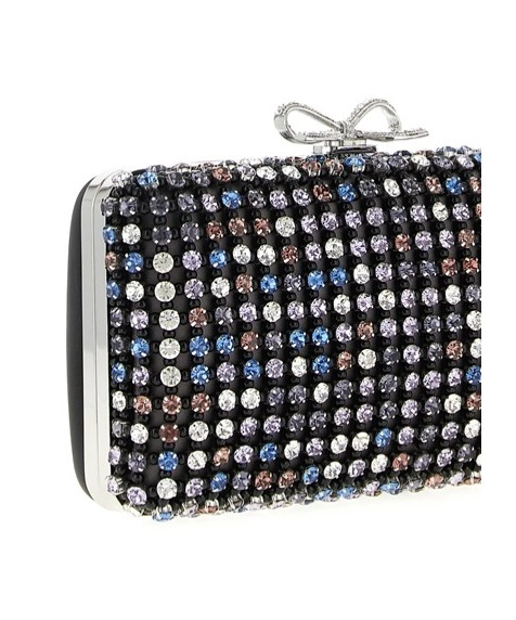 SELF-PORTRAIT Crystal-decorated Mini Clutch - Black