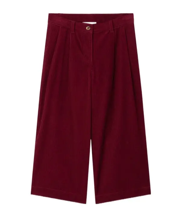 Bonpoint Javey Cherry-embroidered Wide-leg Corduroy Pants