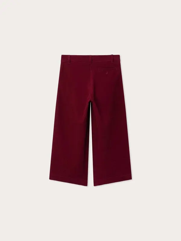 Bonpoint Javey Cherry-embroidered Wide-leg Corduroy Pants