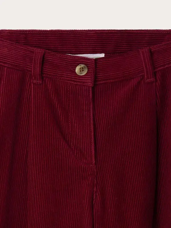 Bonpoint Javey Cherry-embroidered Wide-leg Corduroy Pants