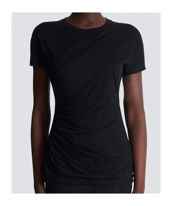 Balmain Gathered Crewneck T-shirt - Black