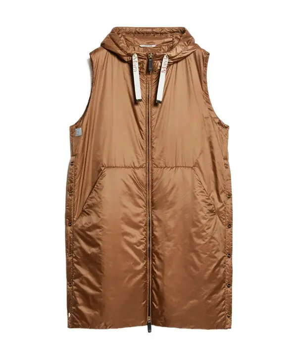 Max Mara Zip-up Drawstring Gilet - Caramel